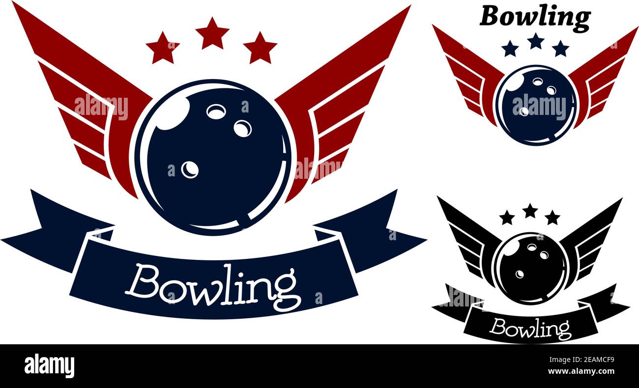 Bowling symbols with wings for sporting heraldry design Stock Vector ...