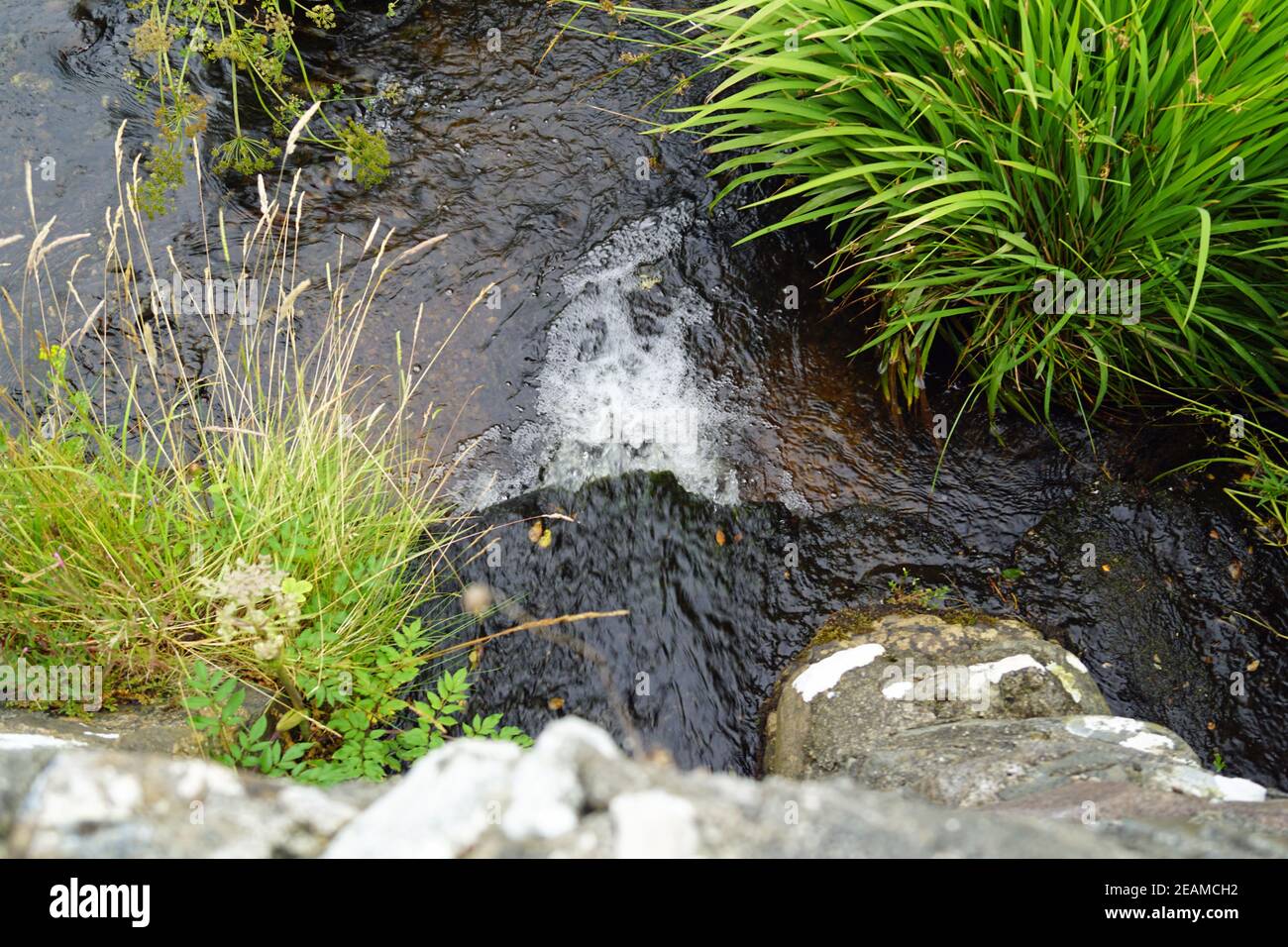 Clapper Bridge over Carrownisky River Ireland County Mayo Killeen ...