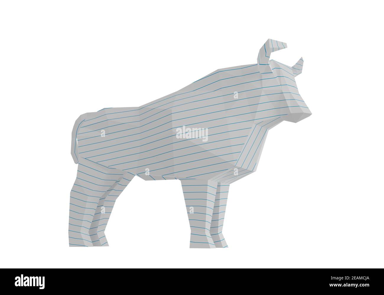 Statuette of a simplified polygonal Ruled Paper Bull, folded paper ...