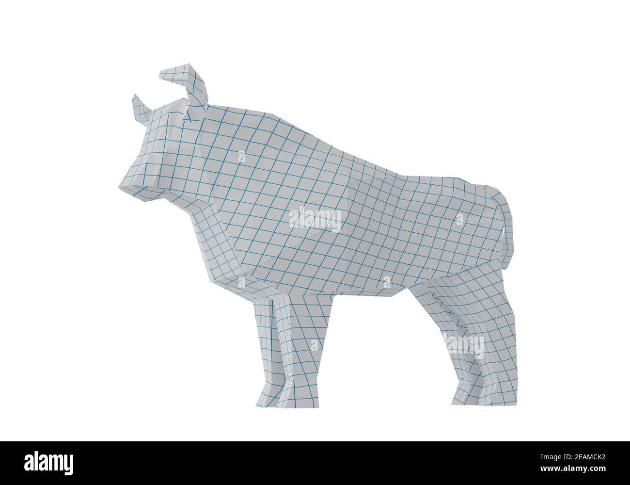 Statuette of a simplified polygonal Squared Paper Bull, folded paper ...