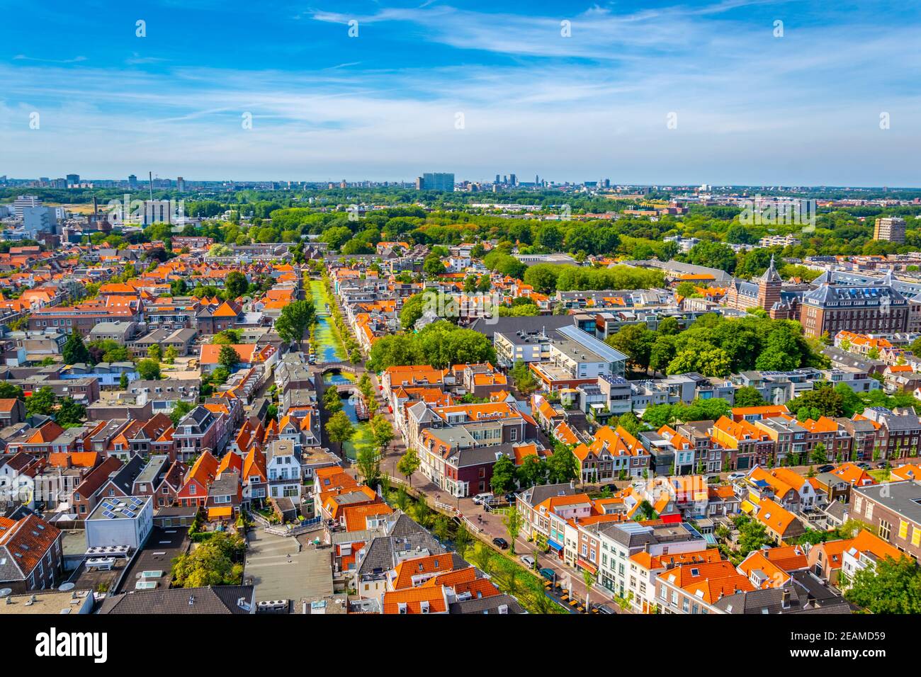 Aerial view of gracht in Delft, Netherlands Stock Photo - Alamy