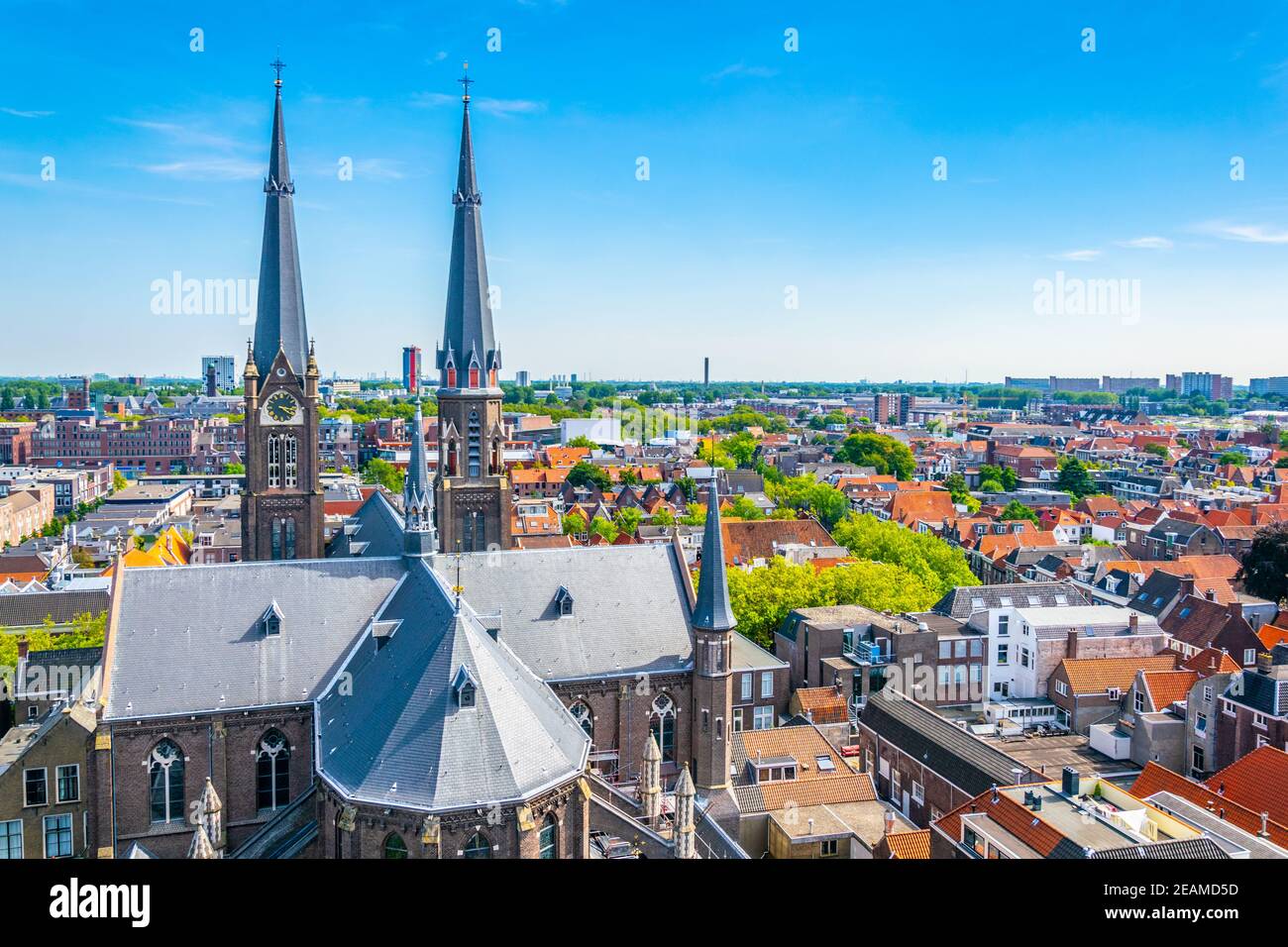 Aerial view of Maria van Jesse church in Delft, Netherlands Stock Photo ...