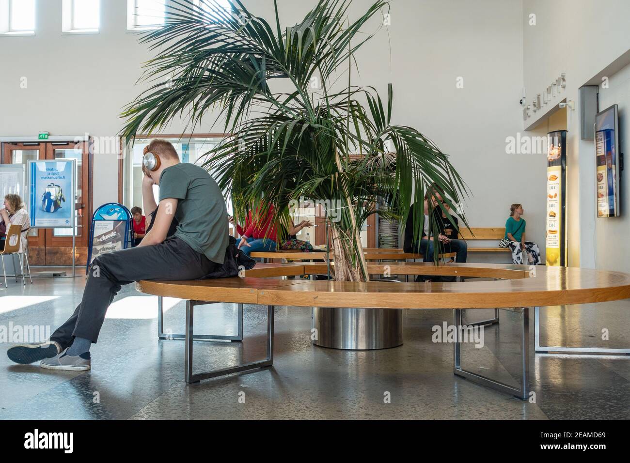 Waiting room of the bus station of Tampere Finland Stock Photo - Alamy