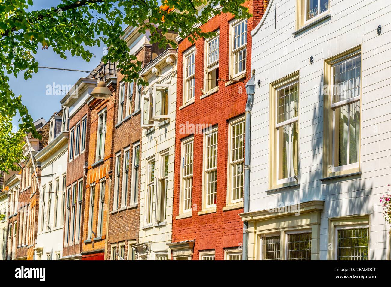 Classical facades of houses in Delft, Netherlands Stock Photo - Alamy