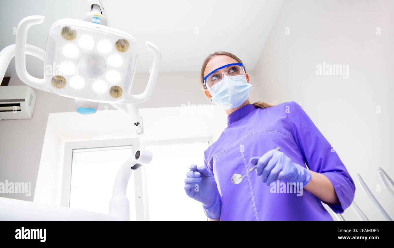 Dental examinations, the orthodontist check your teeth and braces at ...