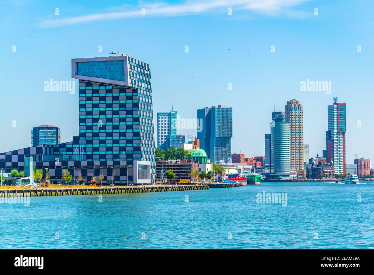 Skyline of Rotterdam with Netherlands Maritime University, Euromast ...