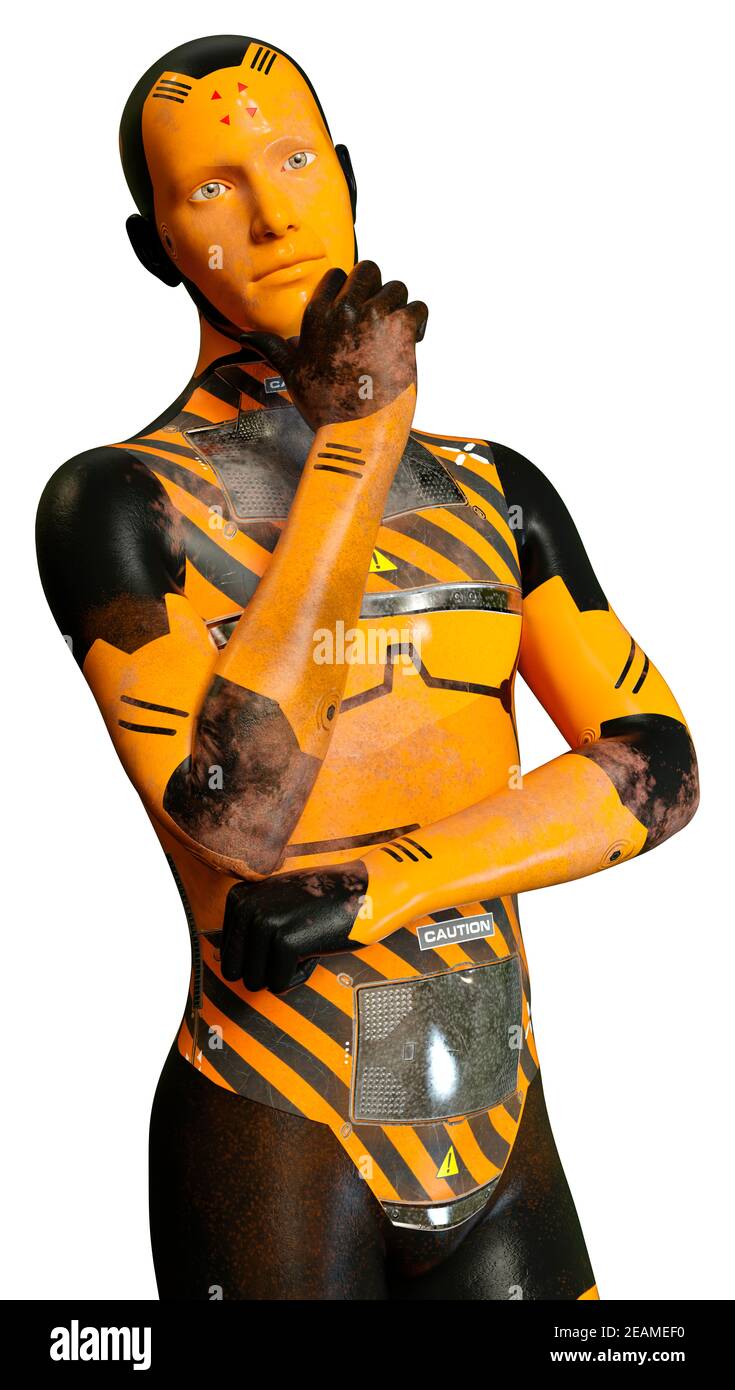 3D Rendering Male Robot on White Stock Photo - Alamy