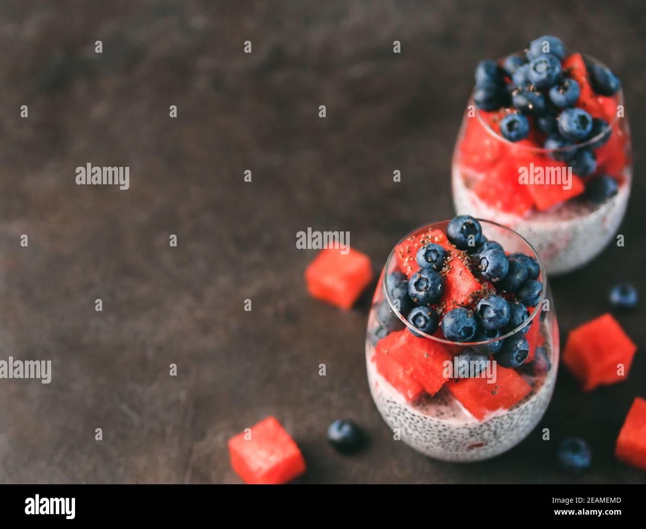 watermelon chia pudding Stock Photo - Alamy