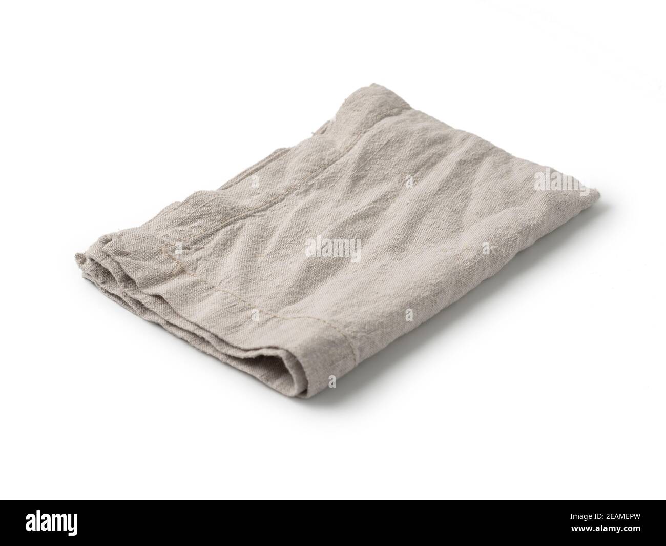 Gray linen napkin isolated on white Stock Photo - Alamy