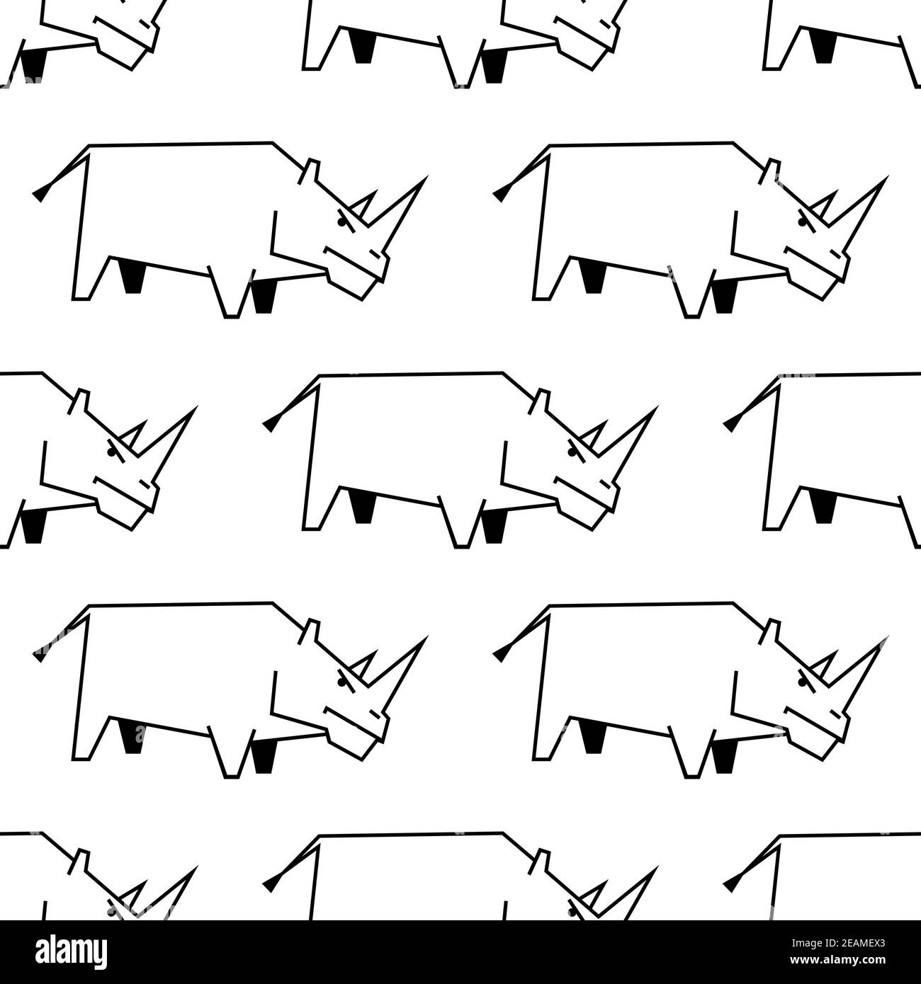Seamless pattern of a stylized sketch black and white outline drawing ...