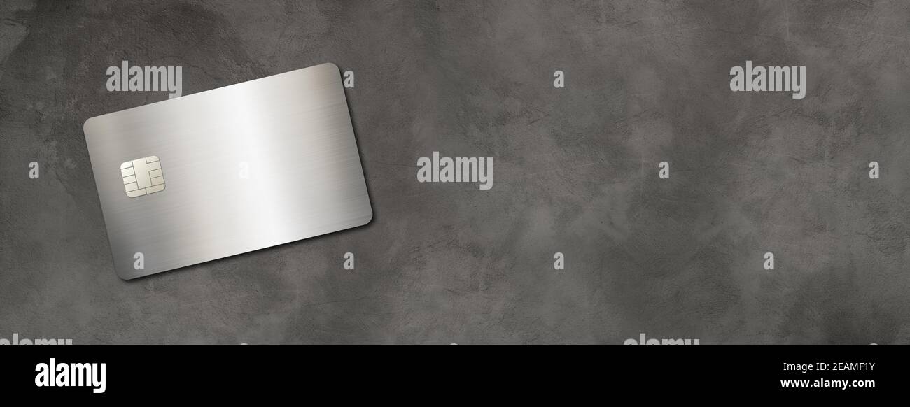 Silver credit card on a black background Stock Photo - Alamy
