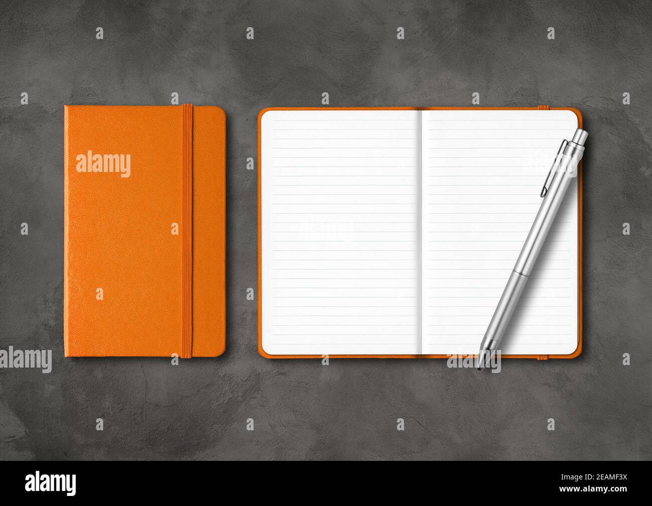 Open notebook page on orange background hi-res stock photography and ...