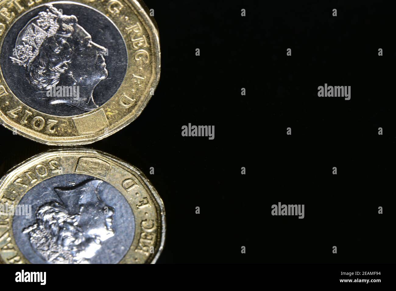 £1 coin and reflection Stock Photo - Alamy