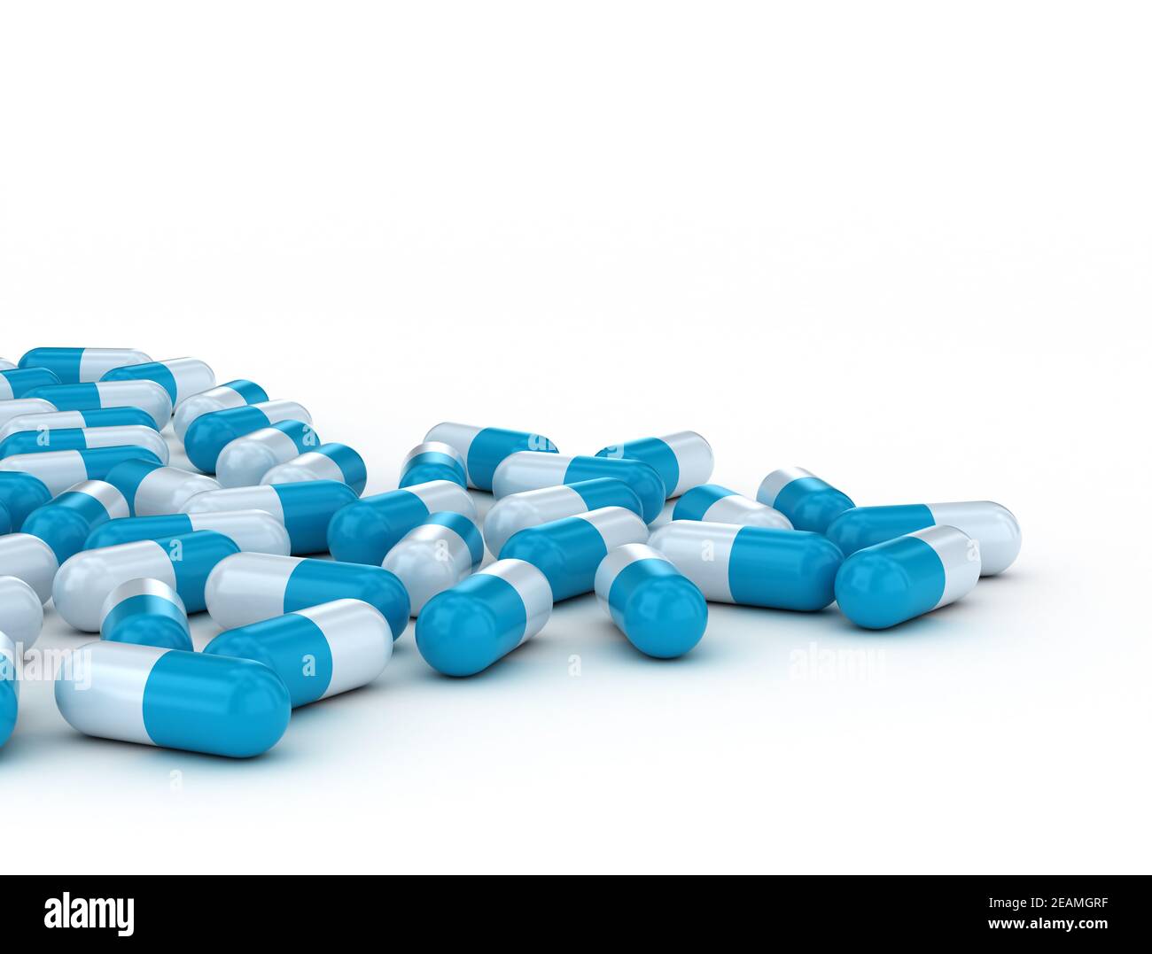 close up of blue medical capsules isolated on white background Stock ...