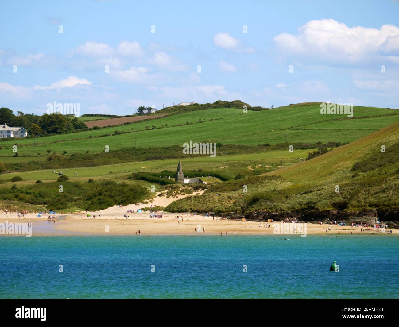 St Enodoc church, near Trebetherick, Cornwall, seen from Hawker's Cove ...