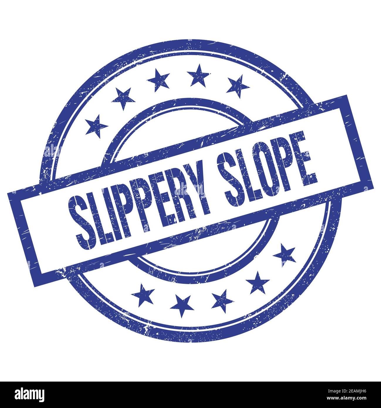 SLIPPERY SLOPE text written on blue round vintage rubber stamp Stock ...