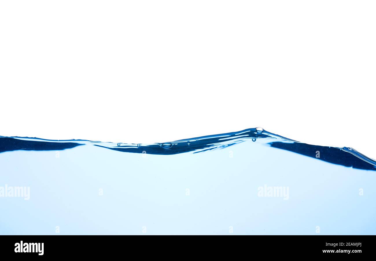 Light blue water wave with air bubbles and a little bit splashed ...