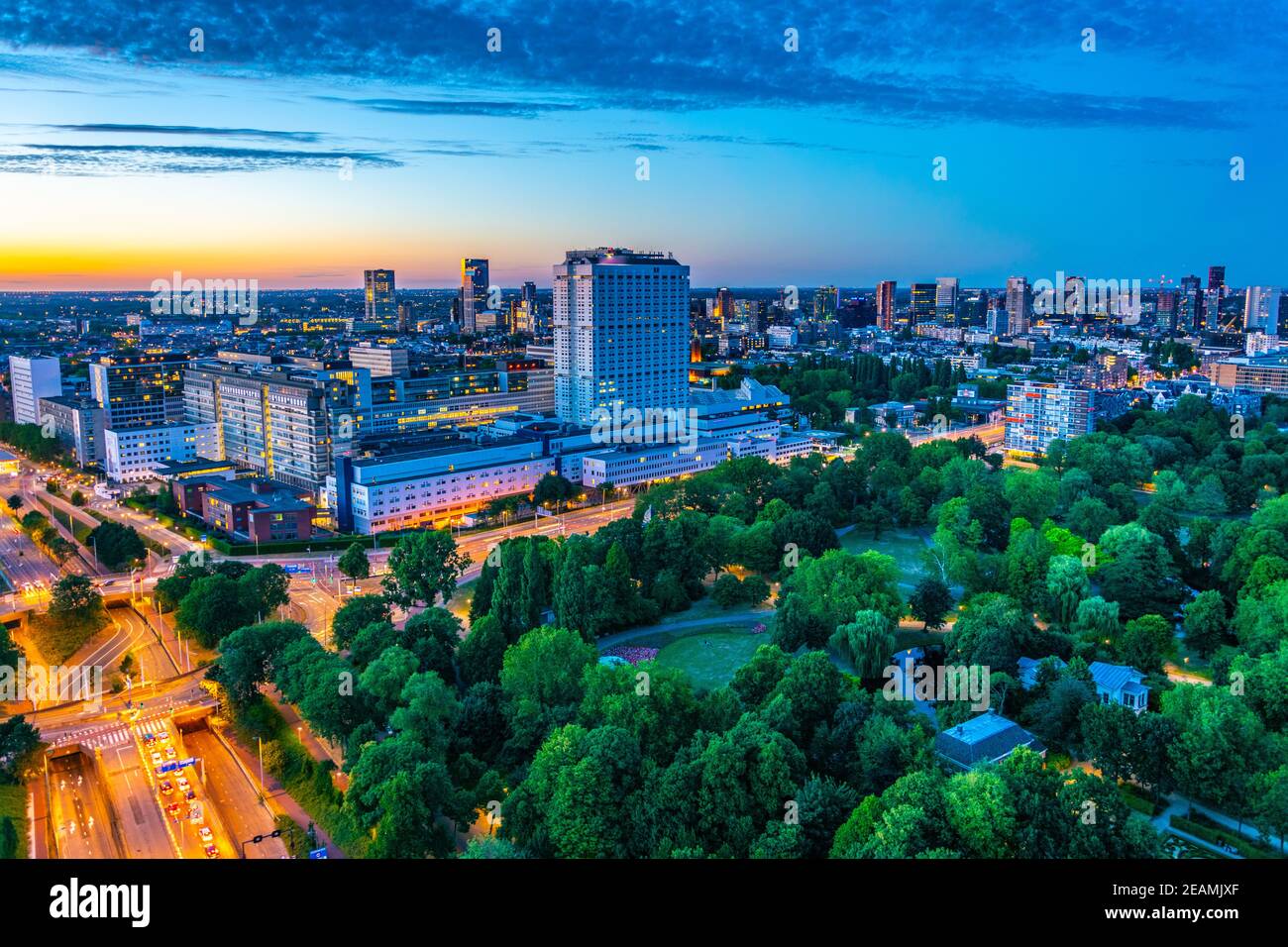 Night view of Erasmus university hospital in Rotterdam, Netherlands ...