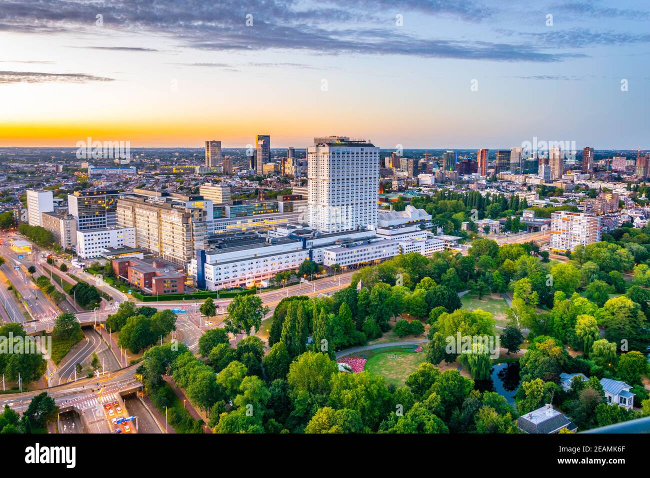 Night view of Erasmus university hospital in Rotterdam, Netherlands ...