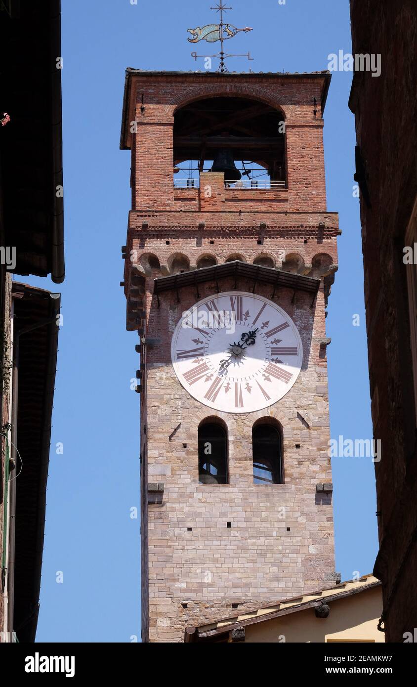 Torre dell'Orologio, Stone Bell Tower (Campanile) topped with brick ...