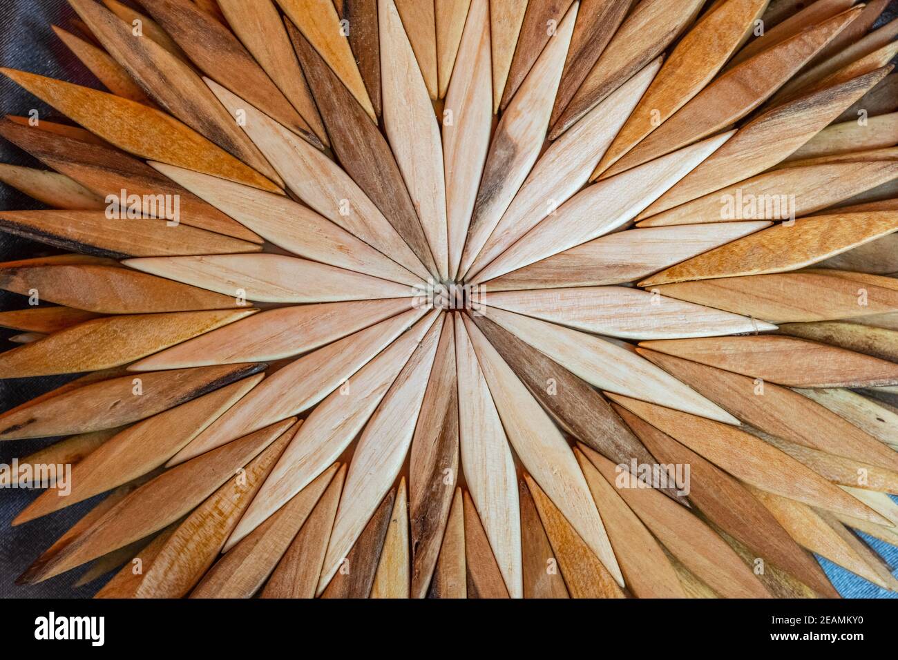 handmade from wood. Sun rays from wood. A wooden souvenir Stock Photo ...