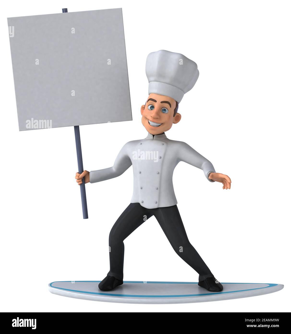 Fun 3D cartoon chef surfing Stock Photo - Alamy