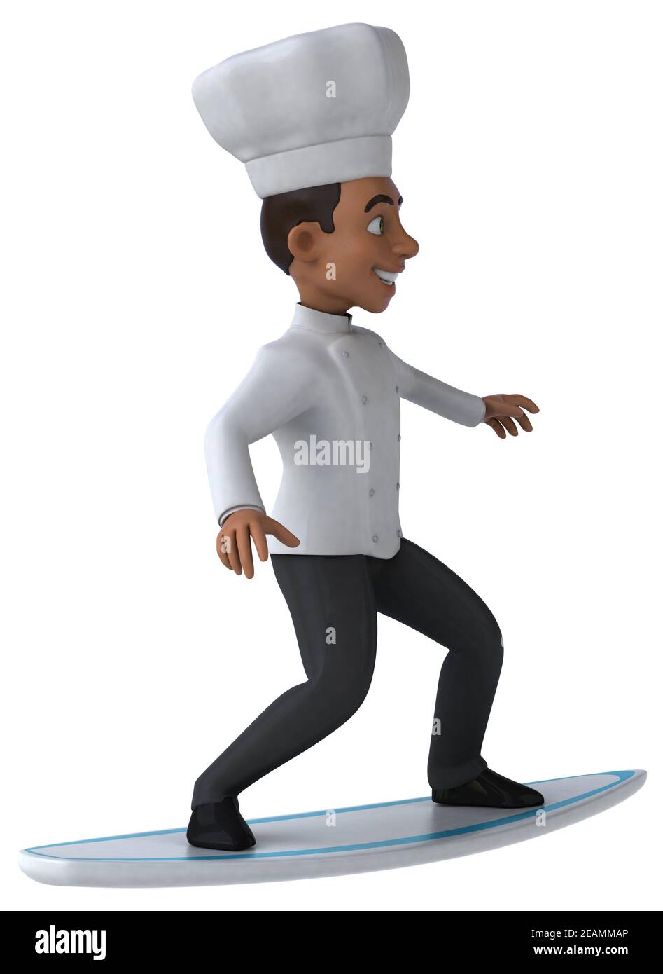 Fun 3D cartoon chef surfing Stock Photo - Alamy