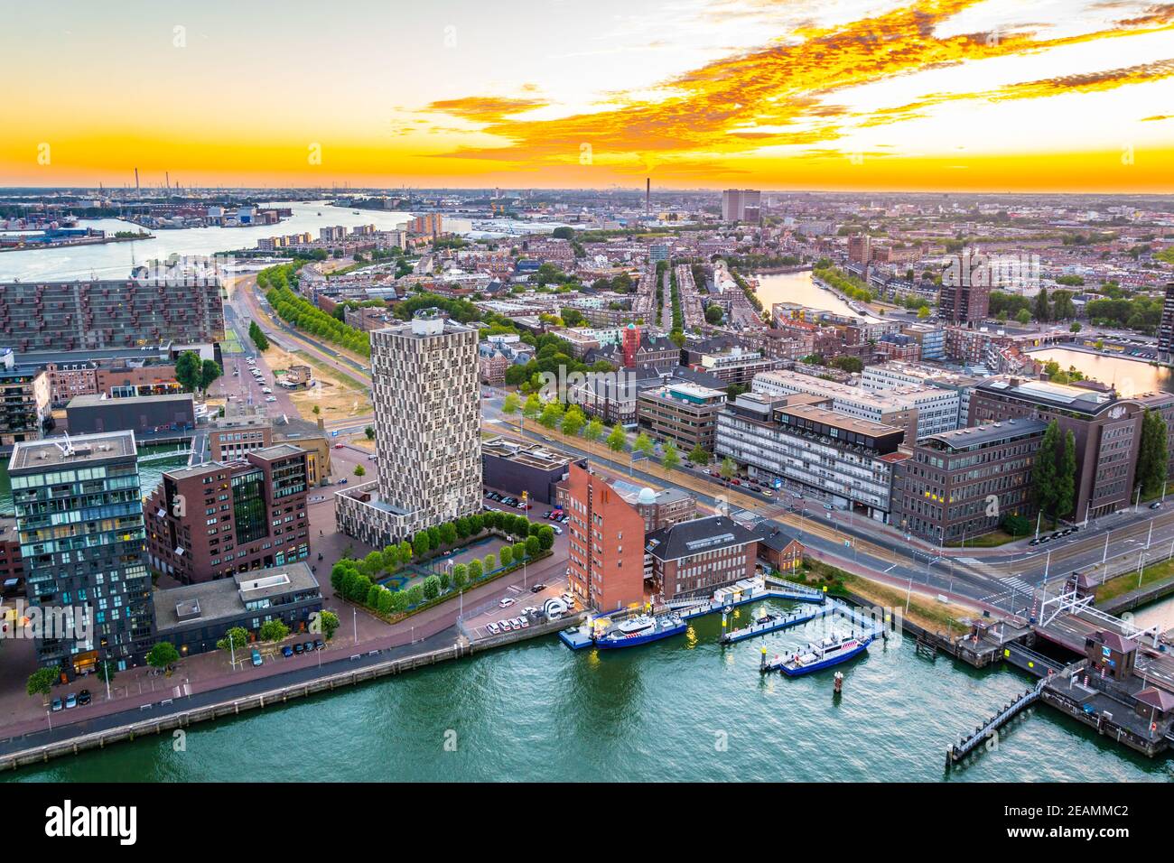 Aerial panorama rotterdam sunset hi-res stock photography and images ...