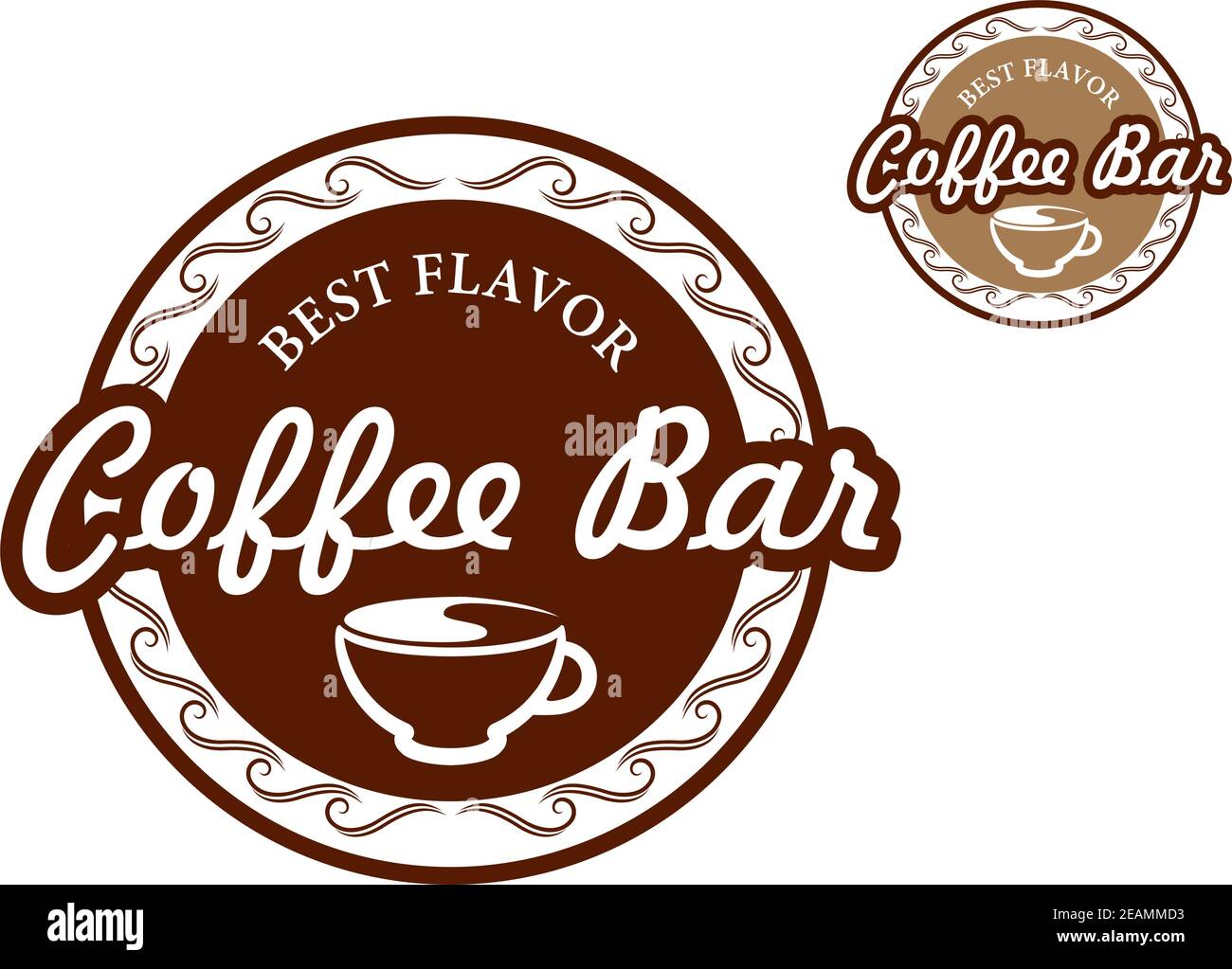 Coffee bar signs with text "Best Flavor Coffee Bar" in beige and brown ...