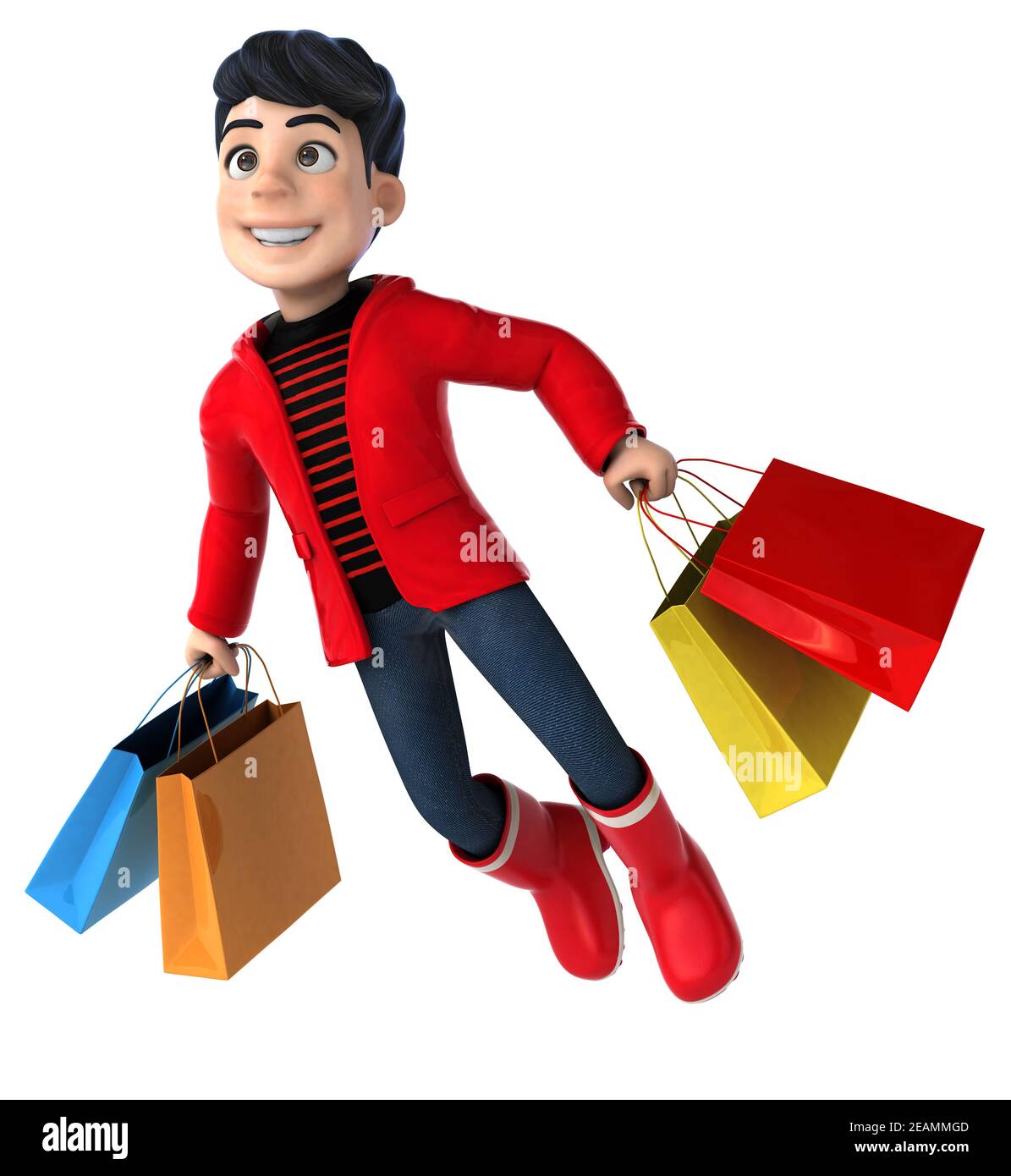 Fun 3D cartoon teenage boy shopping Stock Photo - Alamy