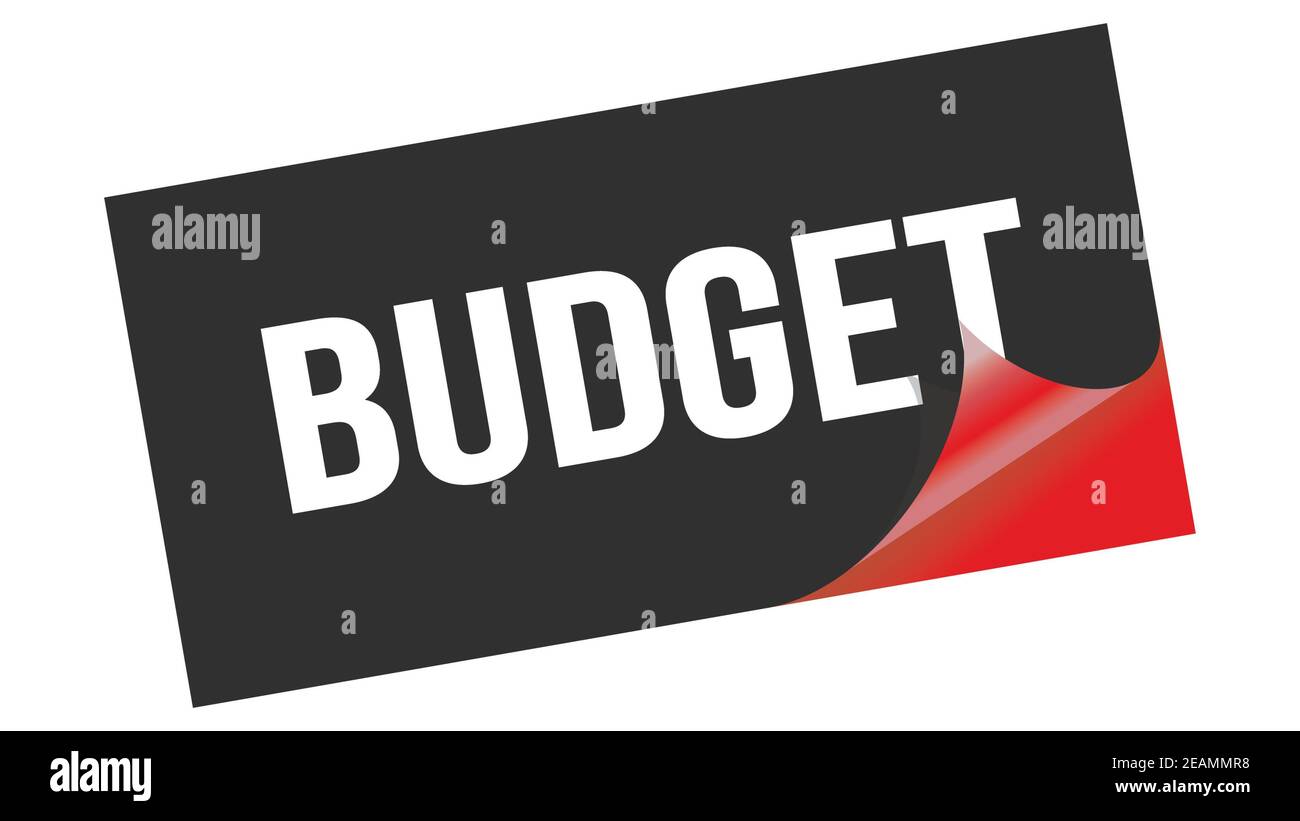BUDGET text written on black red sticker stamp Stock Photo - Alamy
