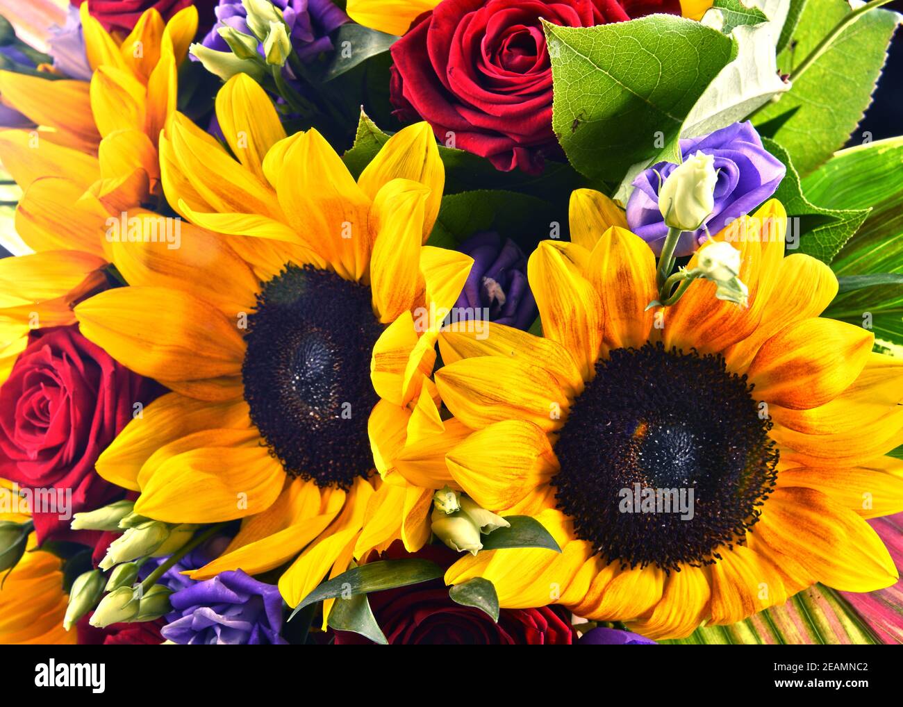 Composition with bouquet of flowers Stock Photo - Alamy