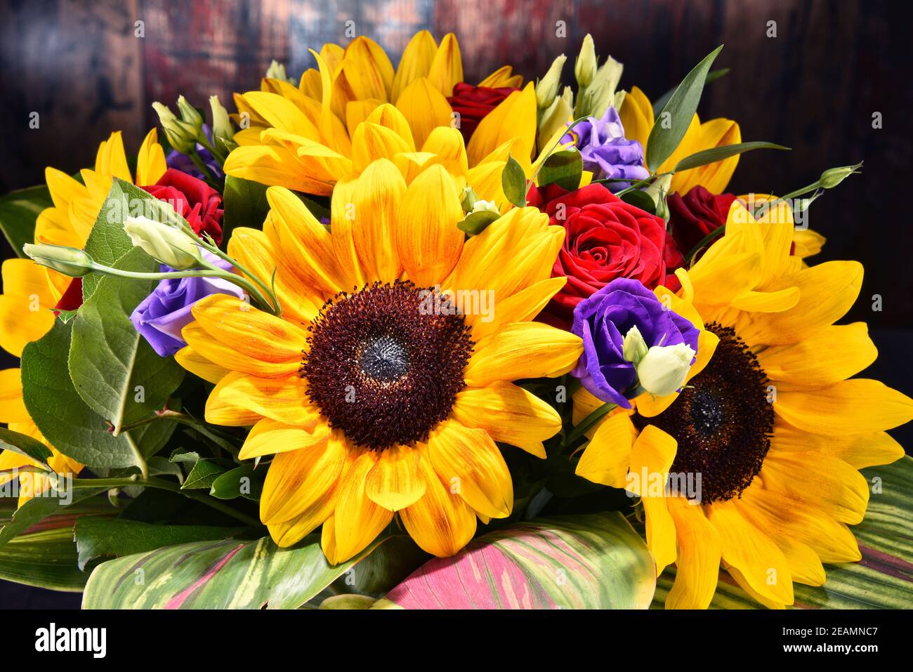Composition with bouquet of flowers Stock Photo - Alamy