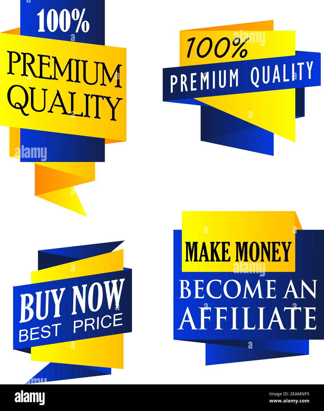 Blue and yellow origami banners set for retail business design Stock ...