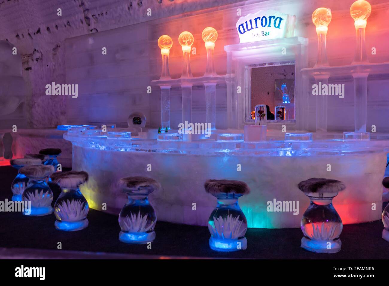 Aurora Ice Museum and Bar at Chena Hot Springs in Fairbanks, Alaska is ...