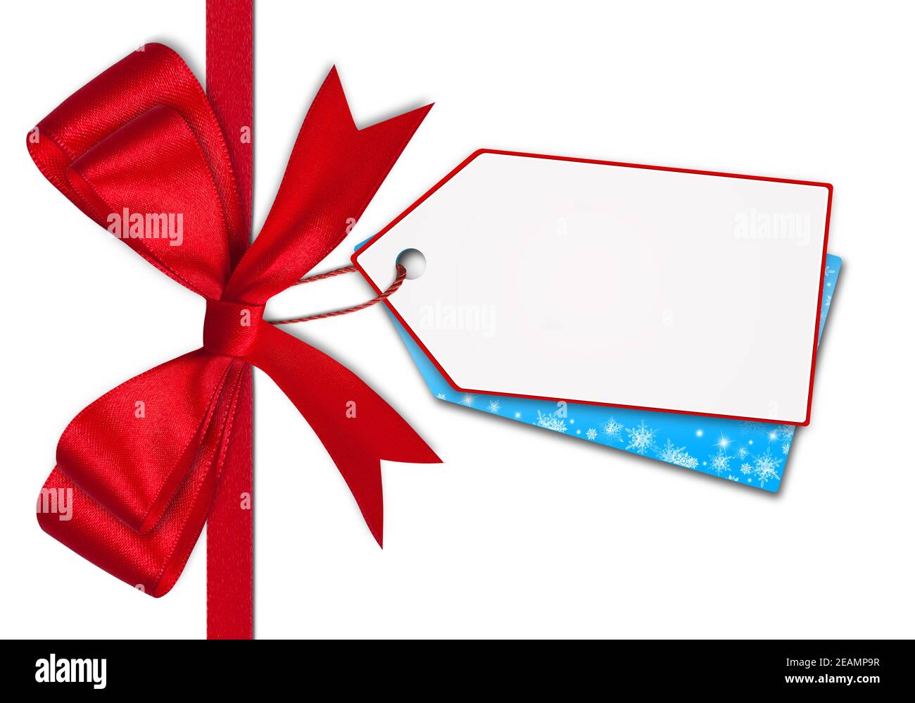 Gift card note with ribbon on isolated background Stock Photo - Alamy