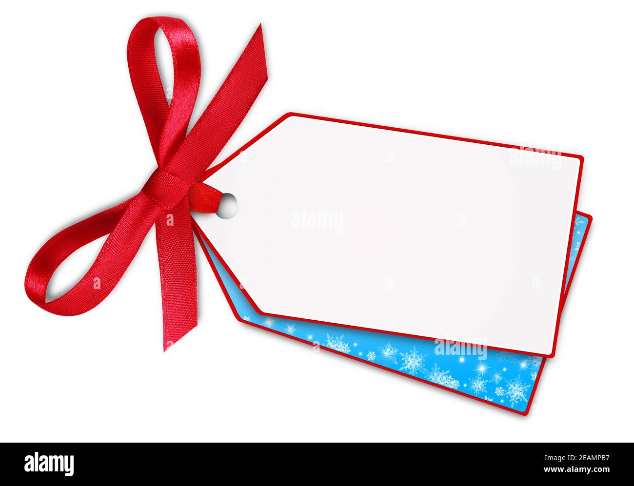 Gift card note with ribbon on isolated background Stock Photo - Alamy