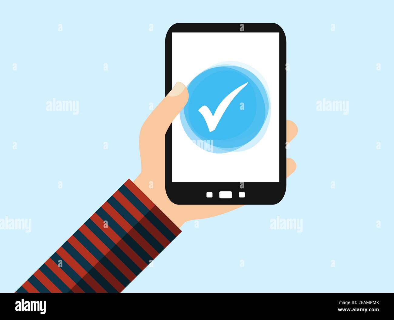 Smartphone: Tick Symbol - Flat Design Stock Photo - Alamy