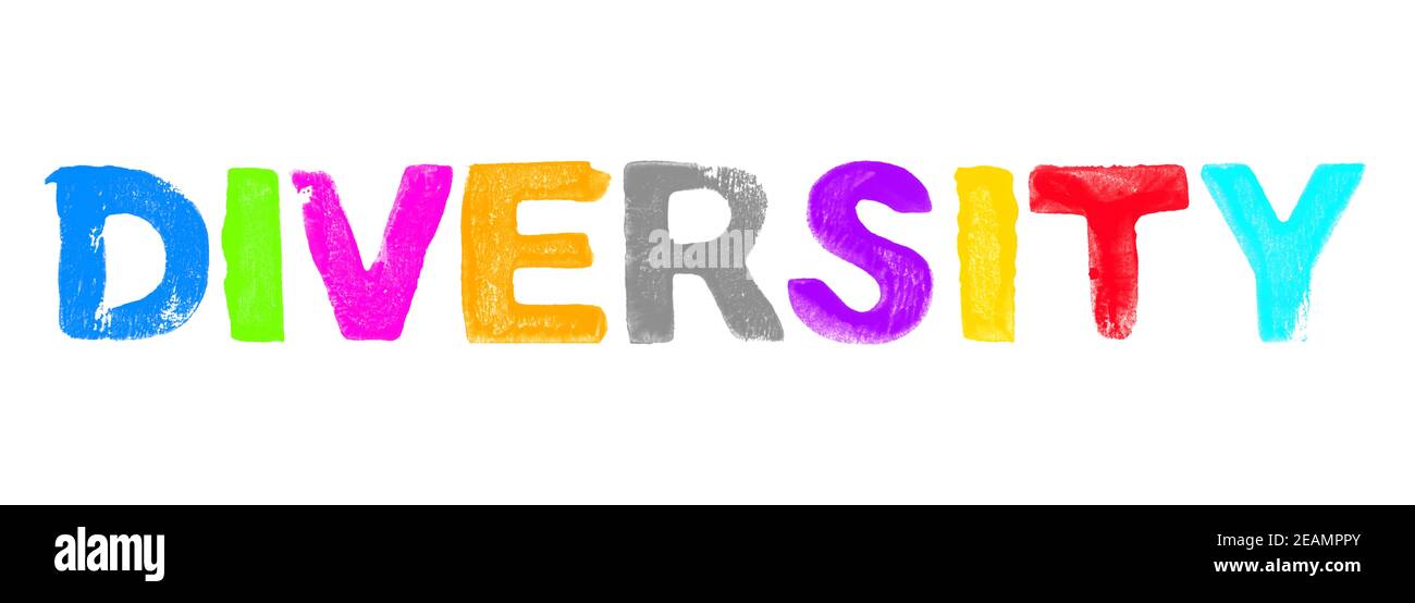 Diversity - Colorful watercolor letters made with stencil or paintbrush ...