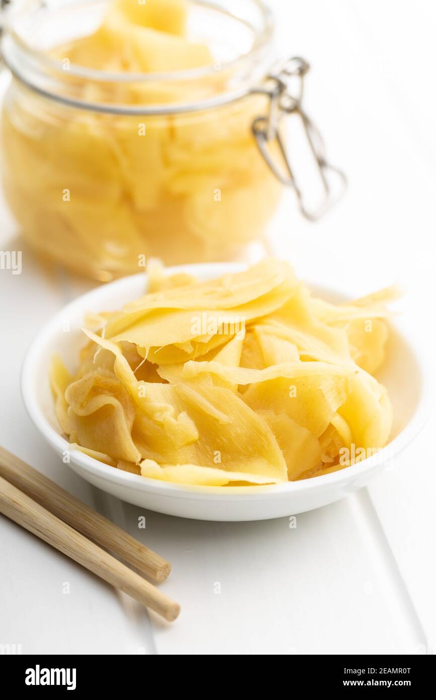 Pickled sushi ginger slices Stock Photo - Alamy