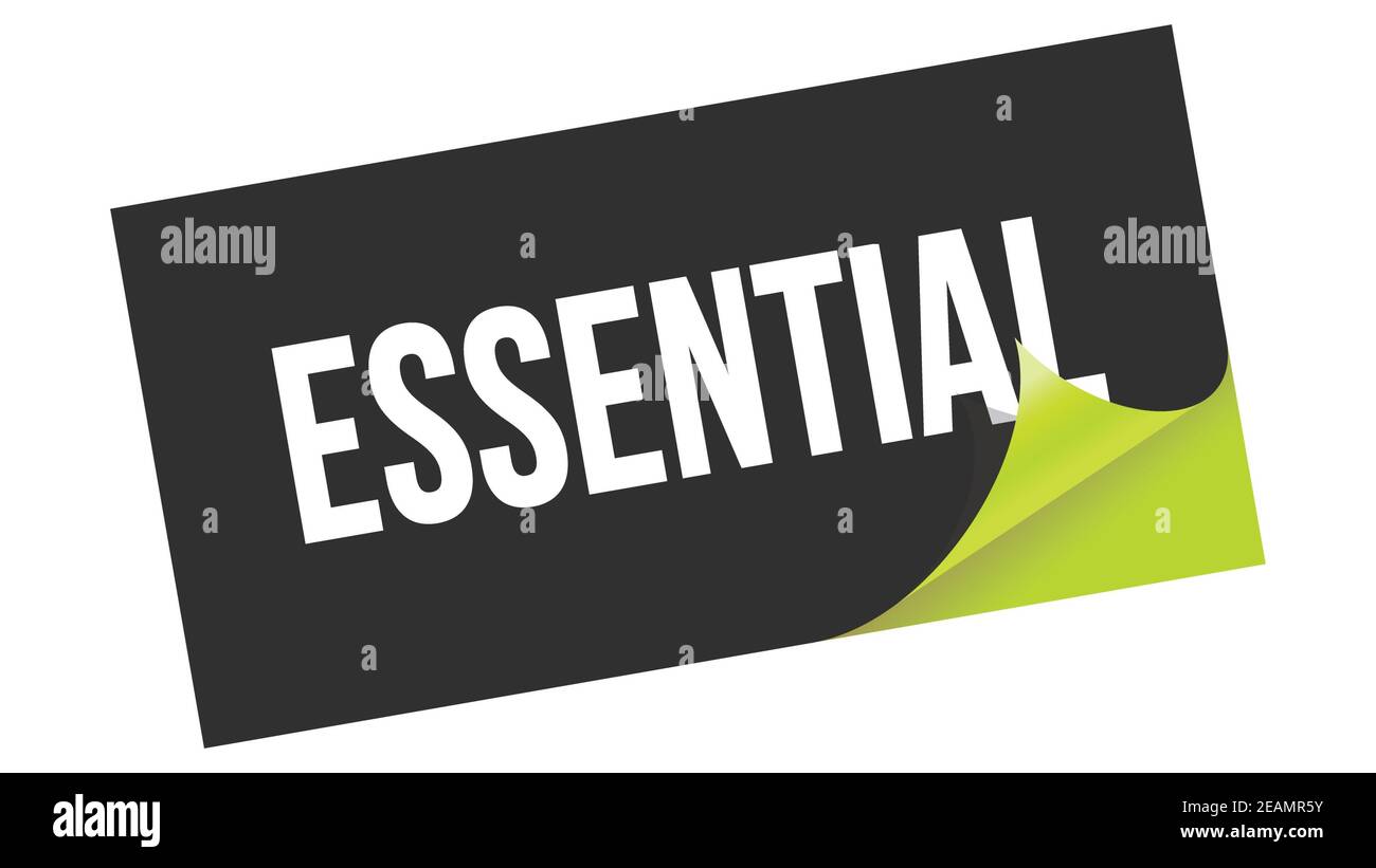 ESSENTIAL text written on black green sticker stamp Stock Photo - Alamy