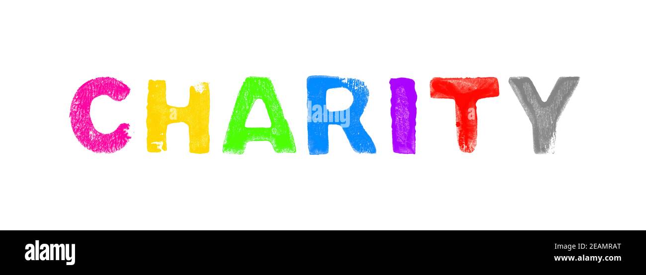 Charity - Text with colorful stencil letters Stock Photo - Alamy