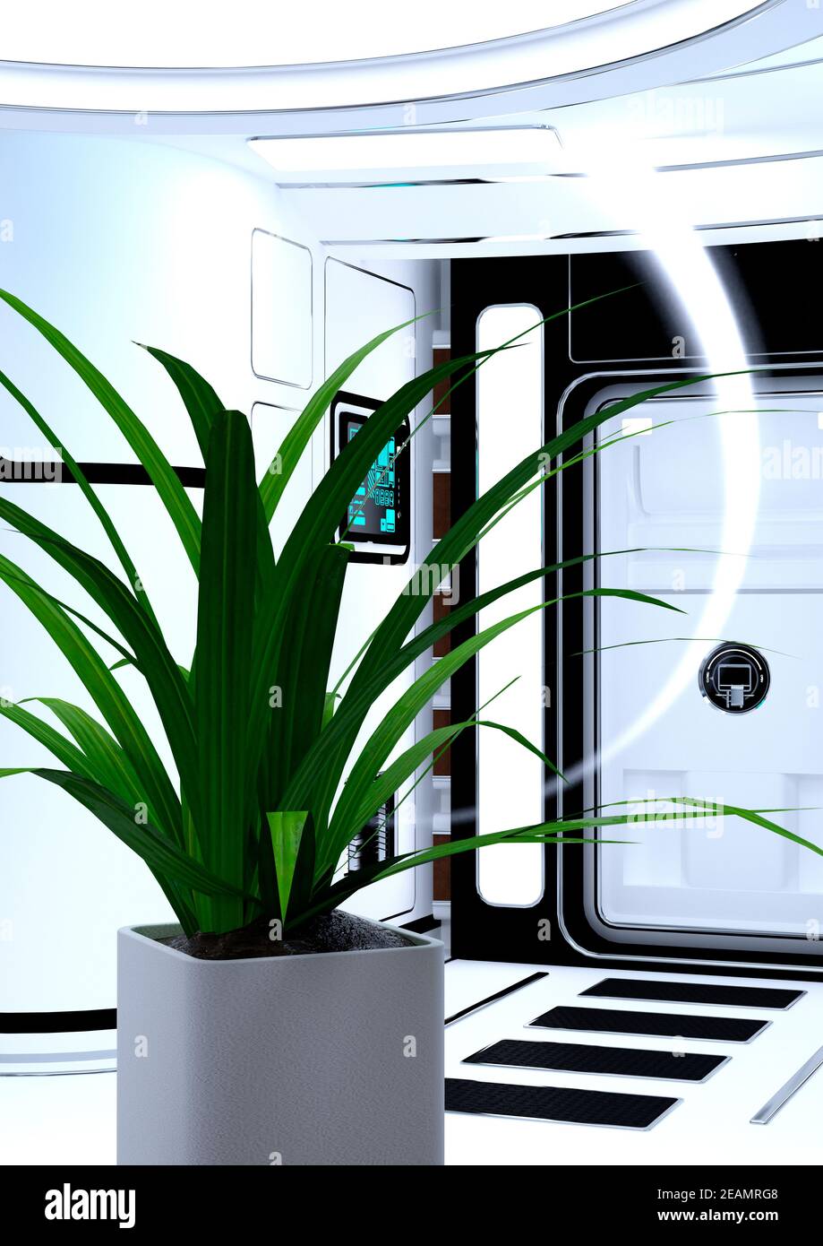 3D rendering of a science fiction apartment interior Stock Photo - Alamy