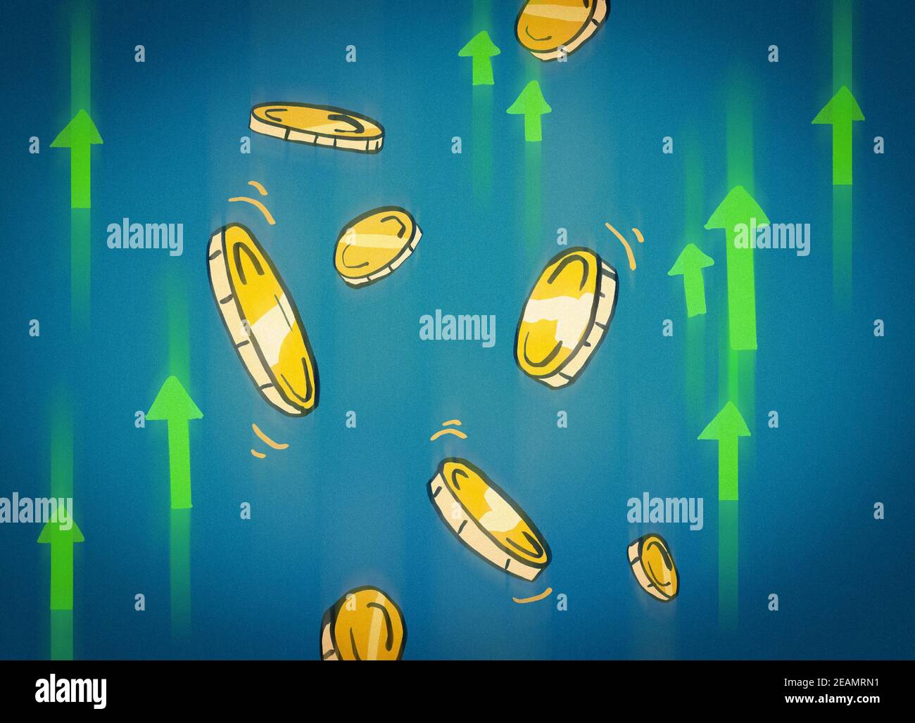 Green arrow and coin with investment and money income. illustration Of ...