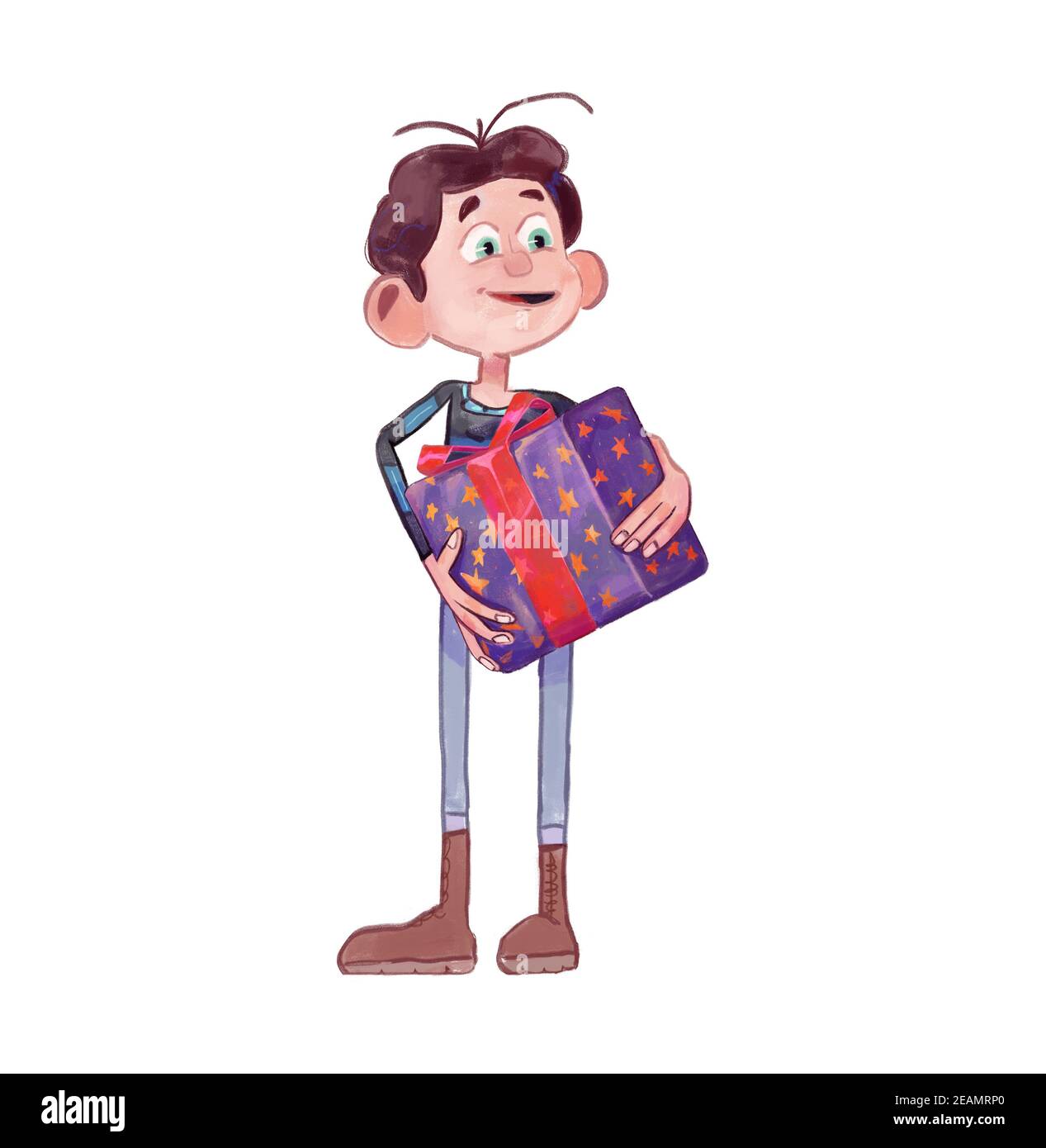 Cartoon holding gift hi-res stock photography and images - Alamy