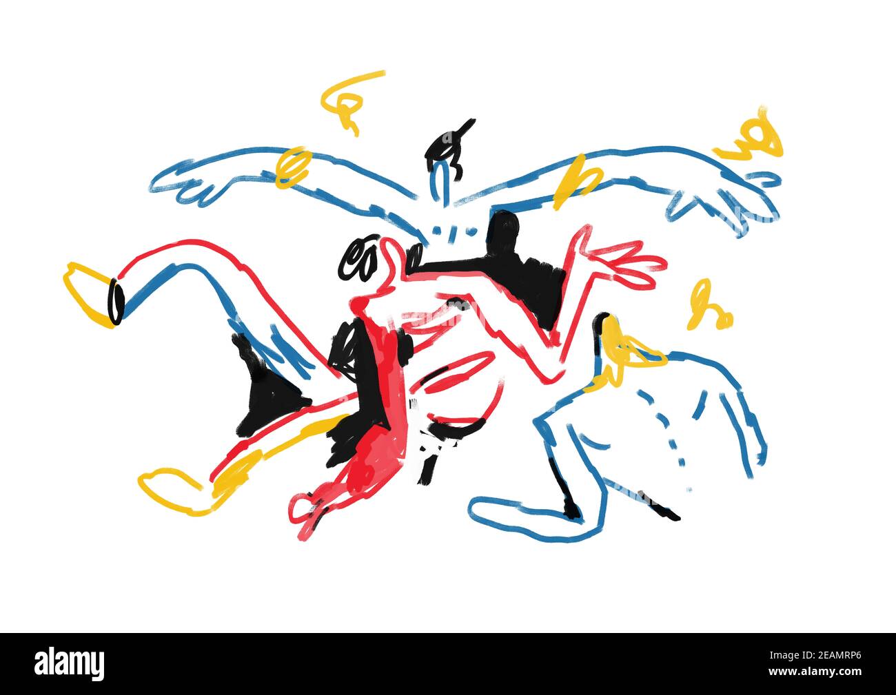 Sport teamwork. Painting, Modern Abstract Graffiti illustration. Paint ...