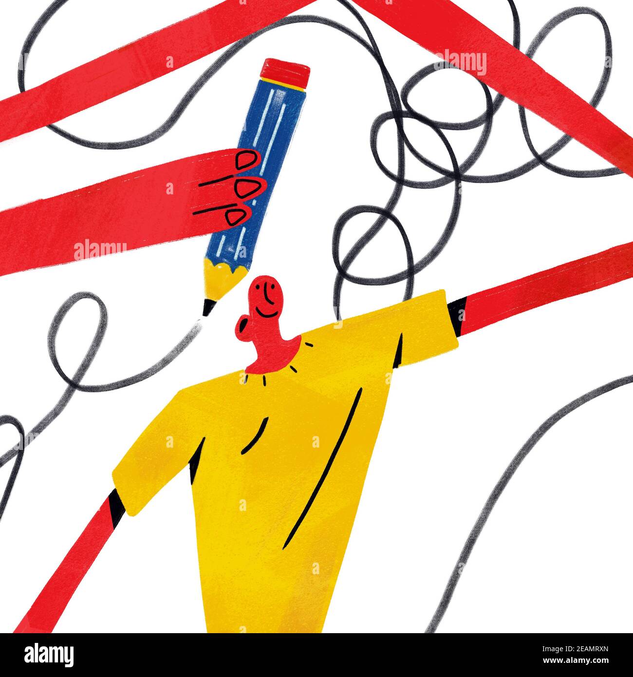 Guy Scribbling with Giant Pencil. Amusing cartoon clipart. Sign in ...