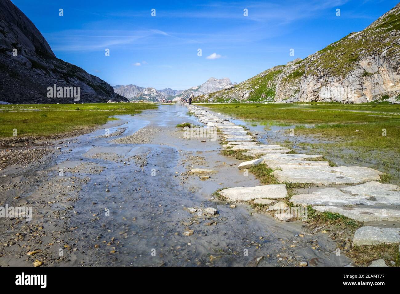 Cow lake, Lac des Vaches, in Vanoise national Park, France Stock Photo ...