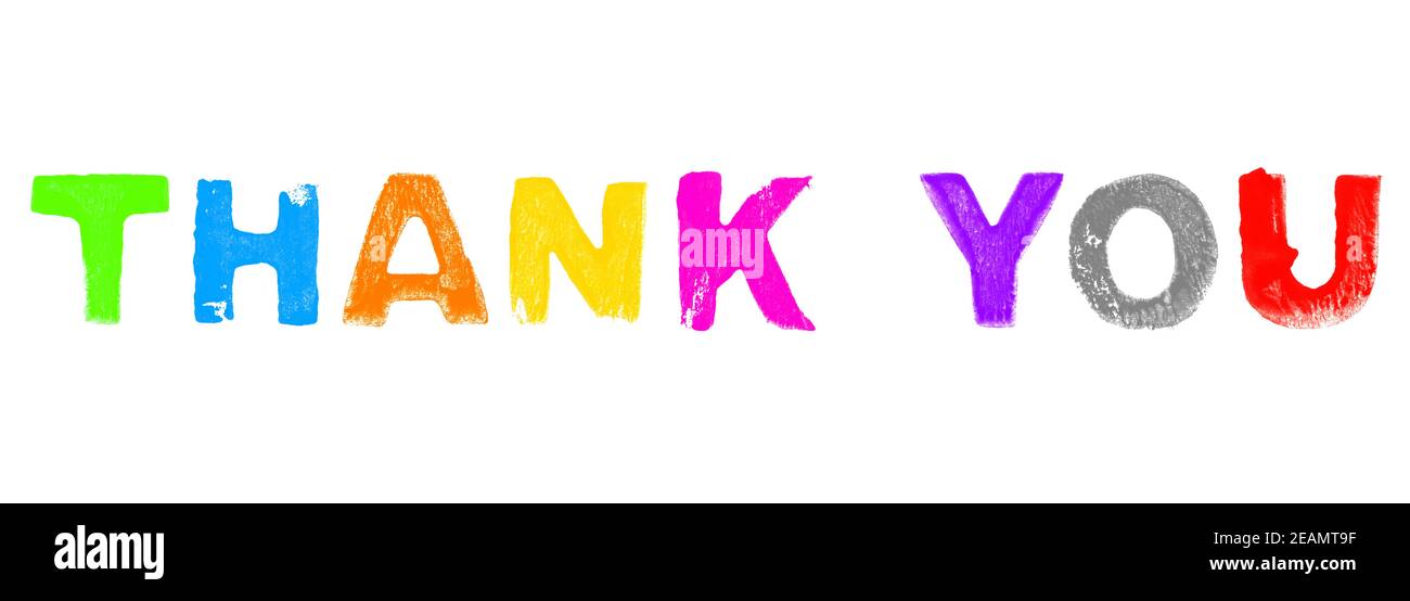 Thank You - Colorful watercolor letters made with stencil or paintbrush ...