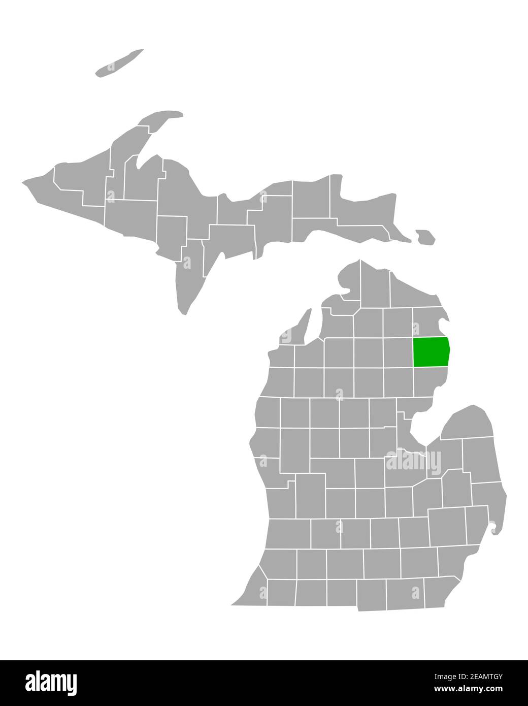 Map of Alcona in Michigan Stock Photo - Alamy